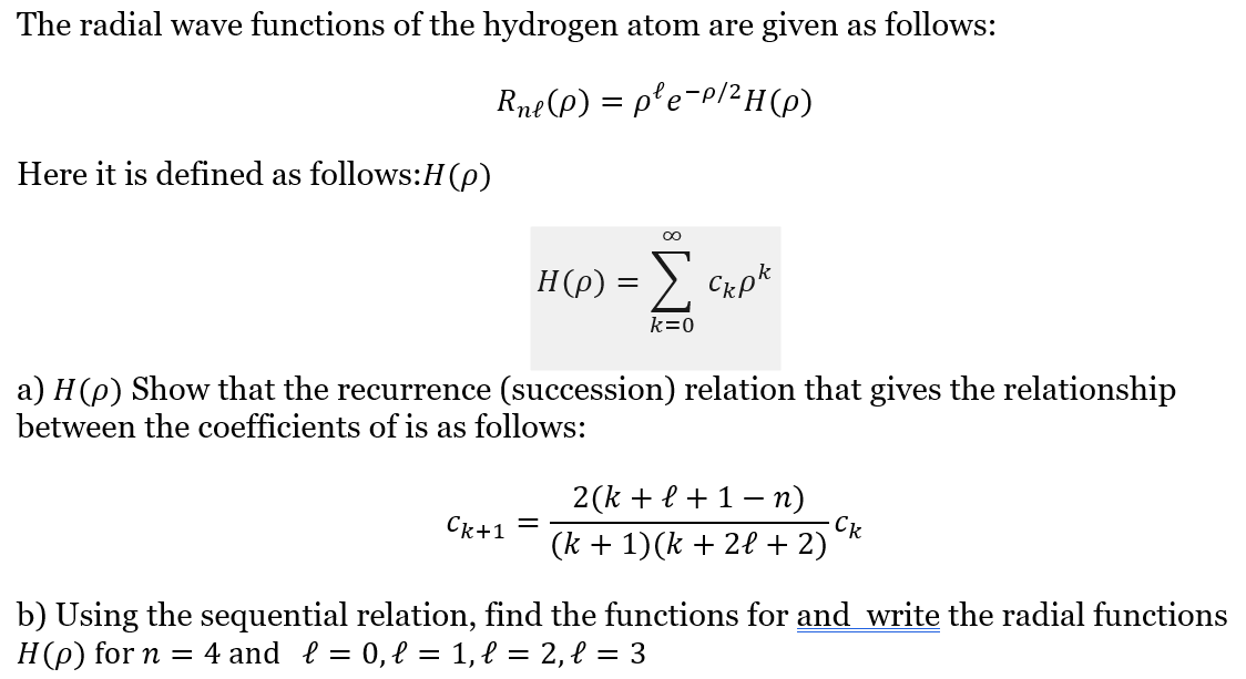 Solved The radial wave functions of the hydrogen atom are | Chegg.com