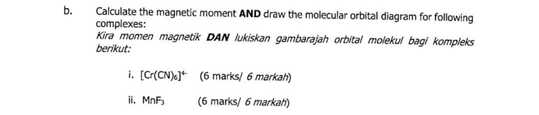 Solved Calculate the magnetic moment AND draw the molecular | Chegg.com