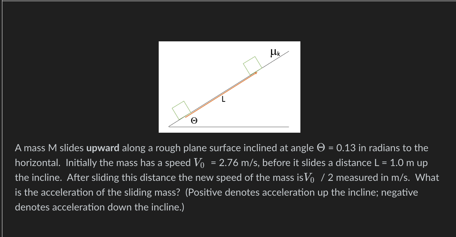 Solved A mass M slides upward along a rough plane surface | Chegg.com
