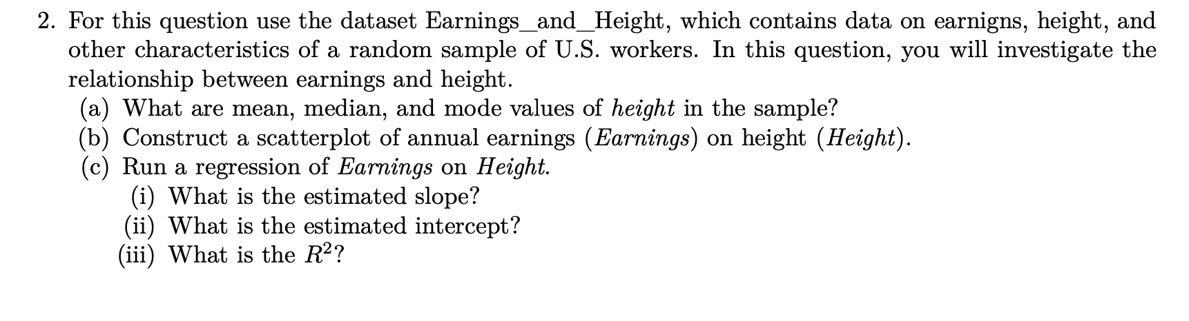 Solved sex age mrd educ cworker region race earnings height | Chegg.com