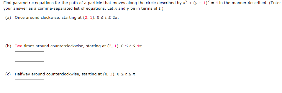 Solved Find parametric equations for the path of a particle | Chegg.com