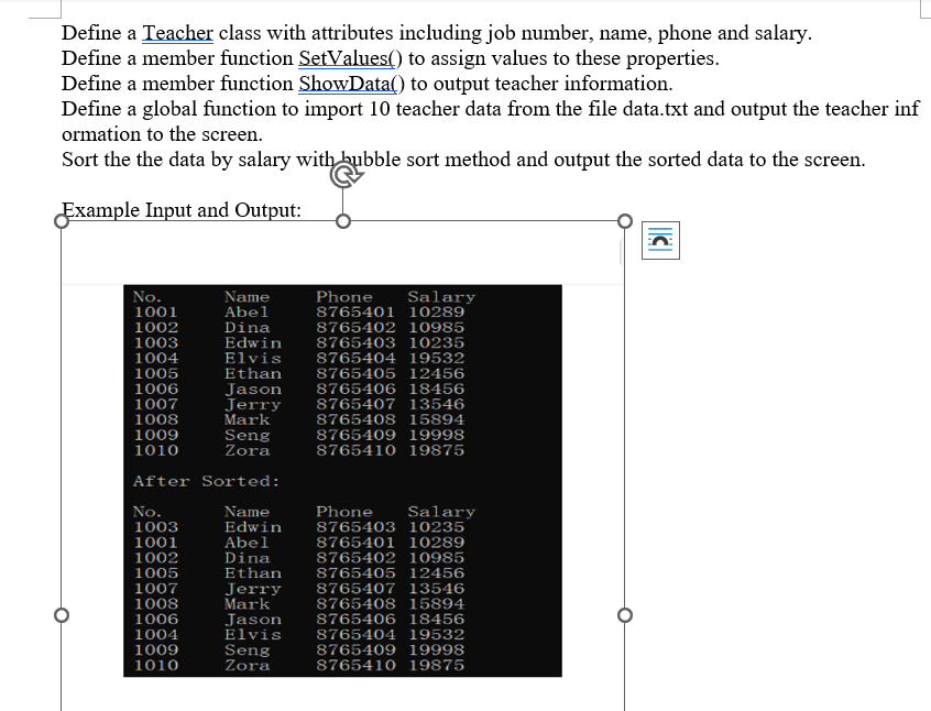 Solved Define a Teacher class with attributes including job | Chegg.com