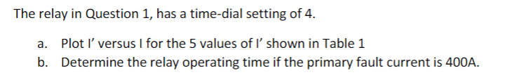 Solved 1. A CO-8 relay with a current tap setting 5A is used | Chegg.com