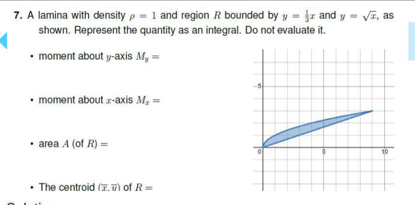Solved A lamina with density ρ=1 and region R bounded by | Chegg.com