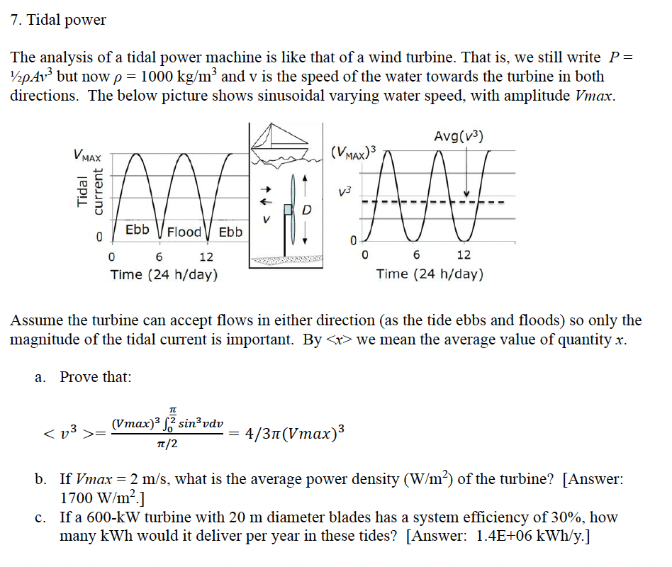 Solved Tidal powerThe analysis of a tidal power machine is | Chegg.com