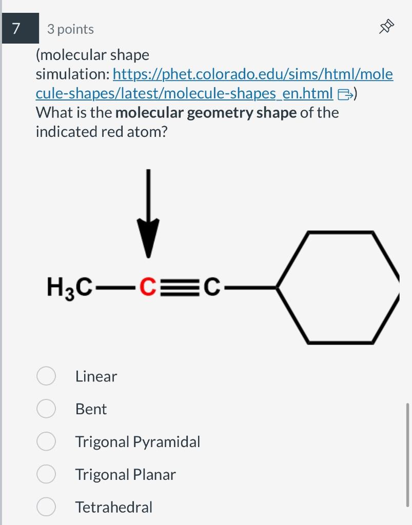 Solved 3 points (molecular shape simulation: | Chegg.com