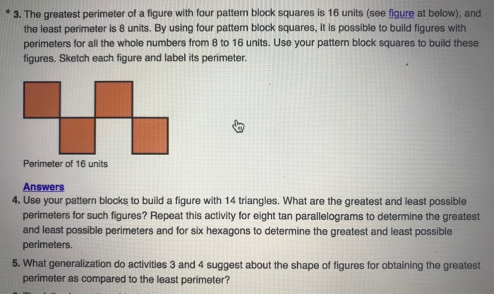 Solved 3. The greatest perimeter of a figure with four | Chegg.com