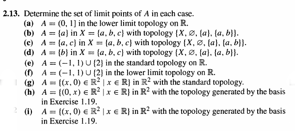 Solved 2.13. Determine the set of limit points of A in each | Chegg.com