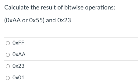 Solved Calculate the result of bitwise operations: (OxAA or | Chegg.com