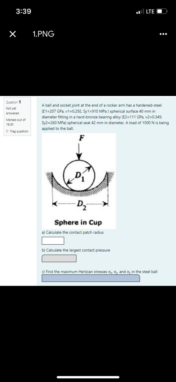 Solved A ball and socket joint at the end of a rocker arm | Chegg.com