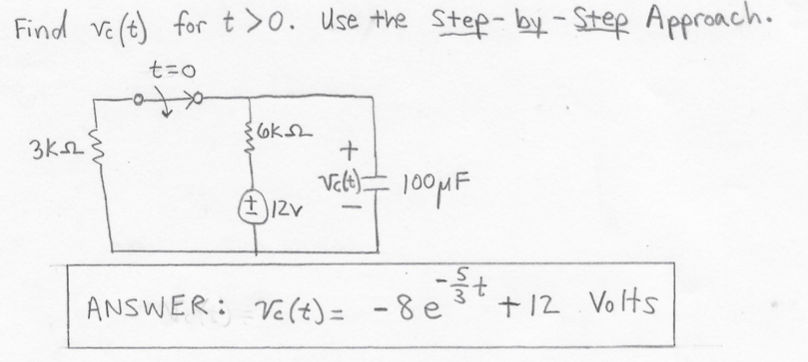 Solved Find vc(t) for t>0. Use the Step-by-step Approach. | Chegg.com