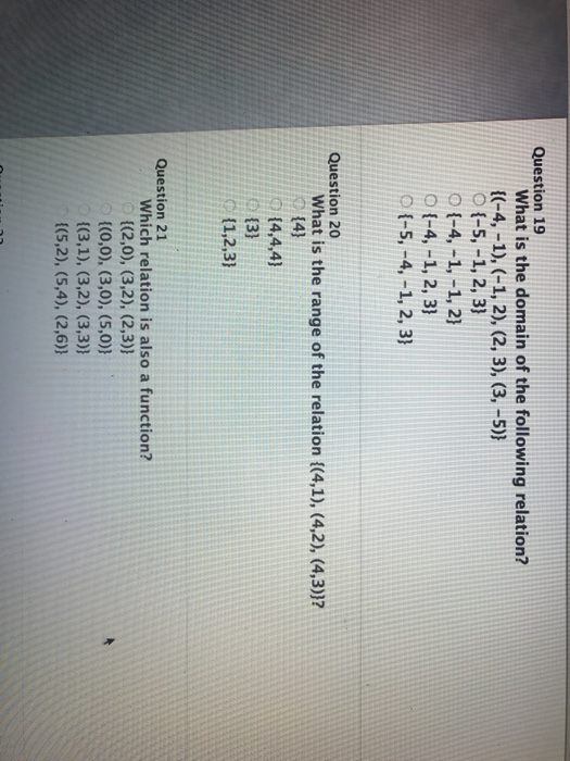 Solved What is the domain of the following relation? {(-4, | Chegg.com