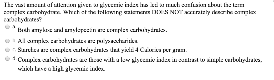 Solved The Vast Amount Of Attention Given To Glycemic Index Chegg solved-the-vast-amount-of-attention-given-to-glycemic-index-chegg