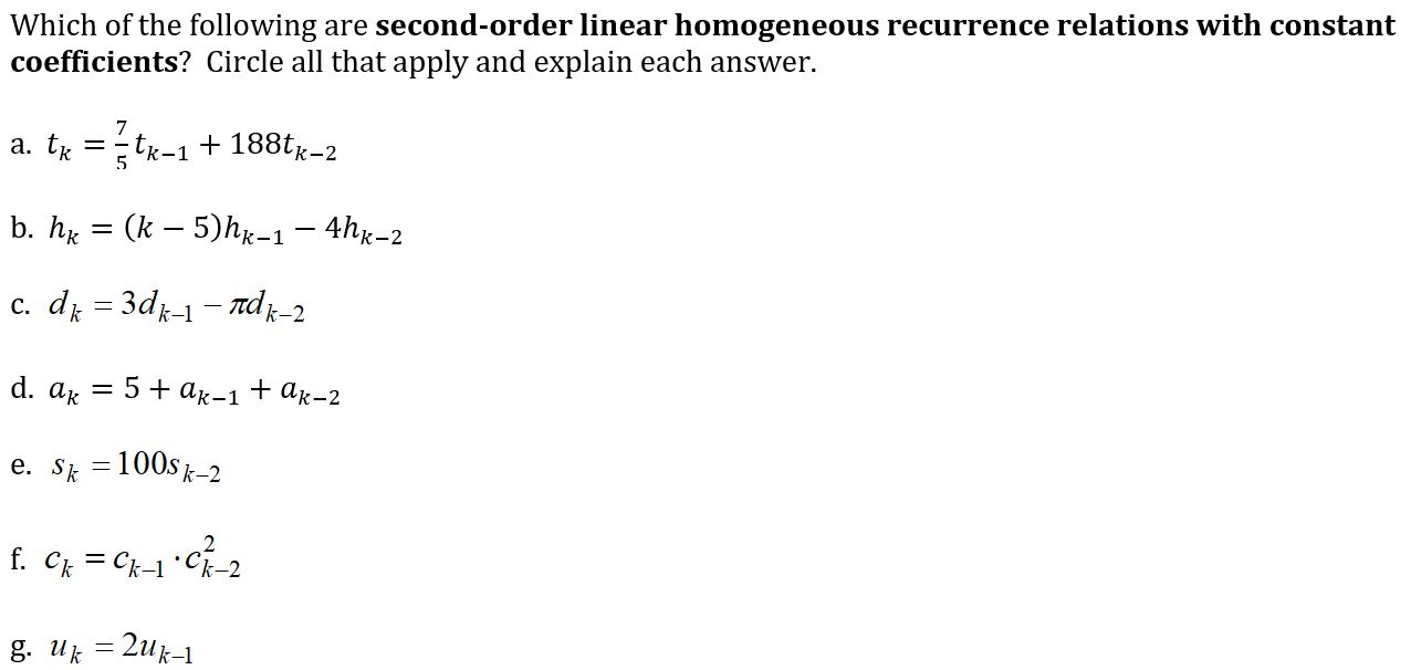 Solved Which of the following are second-order linear | Chegg.com