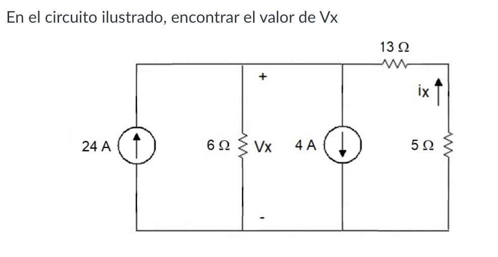 Solved En el circuito ilustrado, encontrar el valor de Vx | Chegg.com