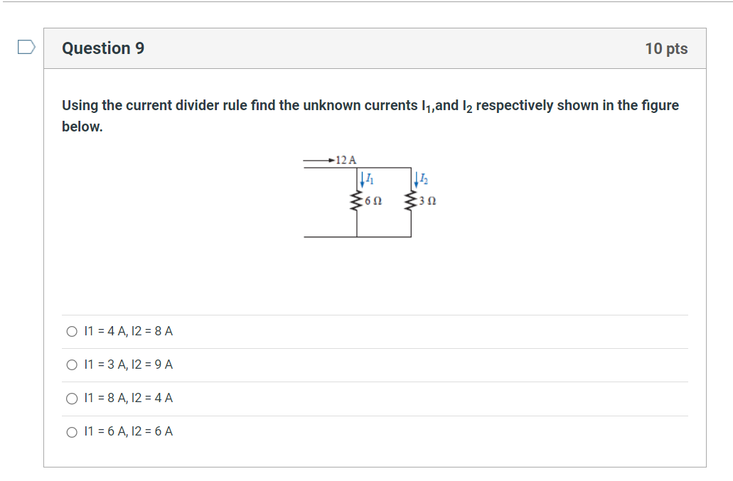 Solved Using the current divider rule find the unknown | Chegg.com