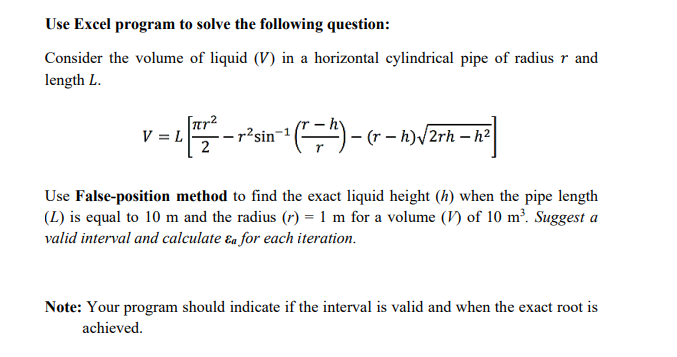 Solved Use Excel program to solve the following question: | Chegg.com