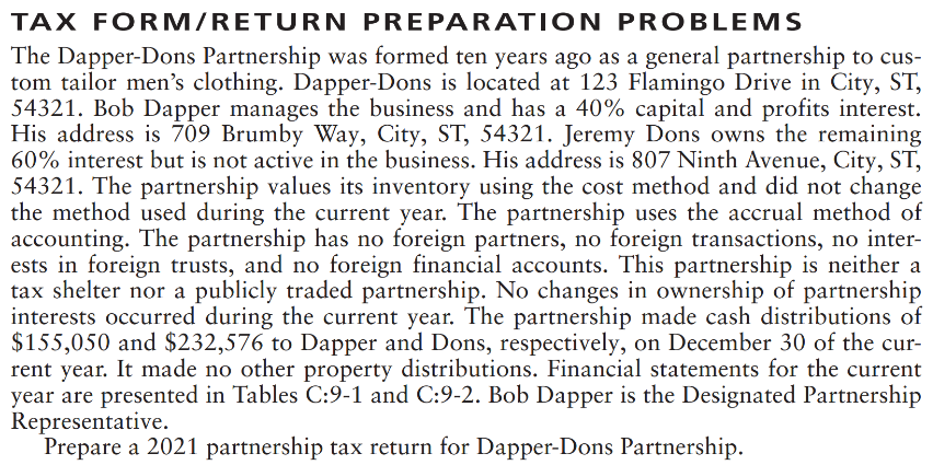 TAX FORM/RETURN PREPARATION PROBLEMS C:9-57 The | Chegg.com