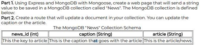 Solved Part 1 Using Express And Mongodb With Mongoose