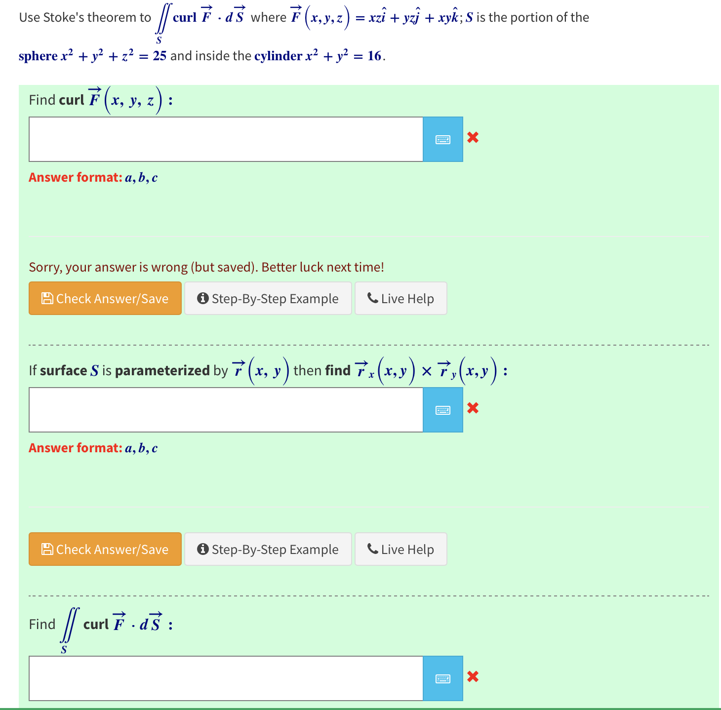 Solved Use Stoke's theorem to ∬Scurlvec(F)*dvec(S) ﻿where | Chegg.com