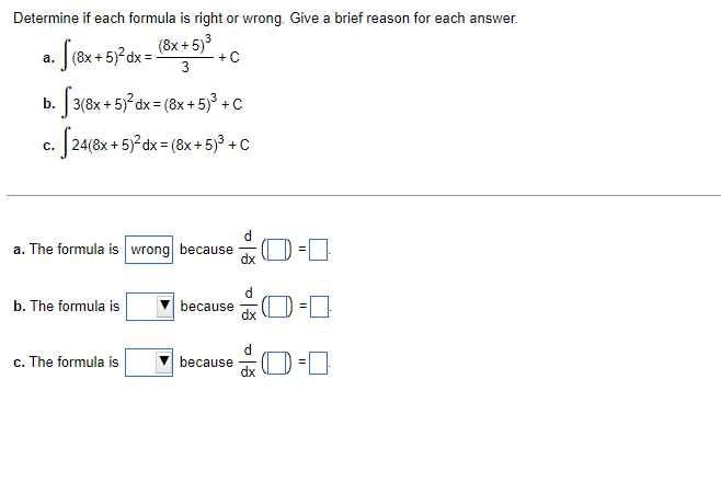 Solved Determine if each formula is right or wrong. Give a | Chegg.com
