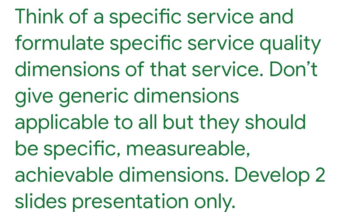 Solved Think of a specific service and formulate specific | Chegg.com