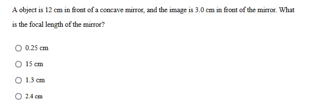 Solved A object is 12 cm in front of a concave mirror, and | Chegg.com