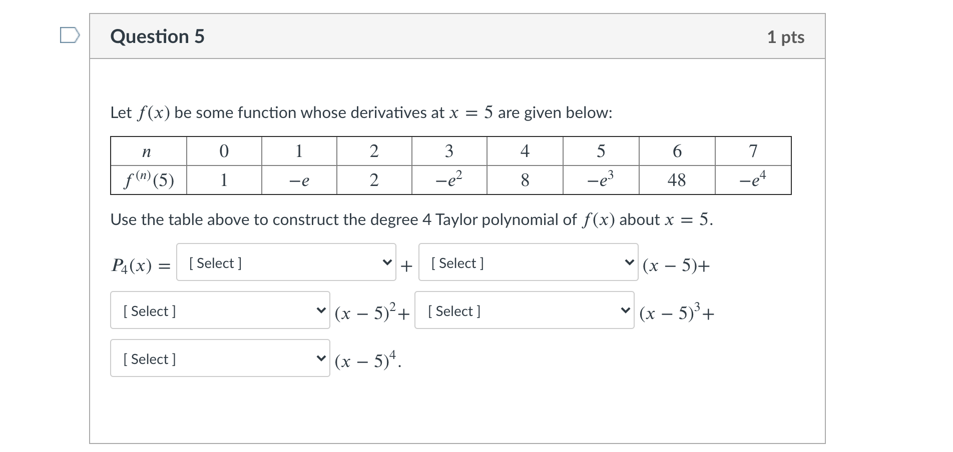 Solved Question 5 1 pts Let f(x) be some function whose | Chegg.com