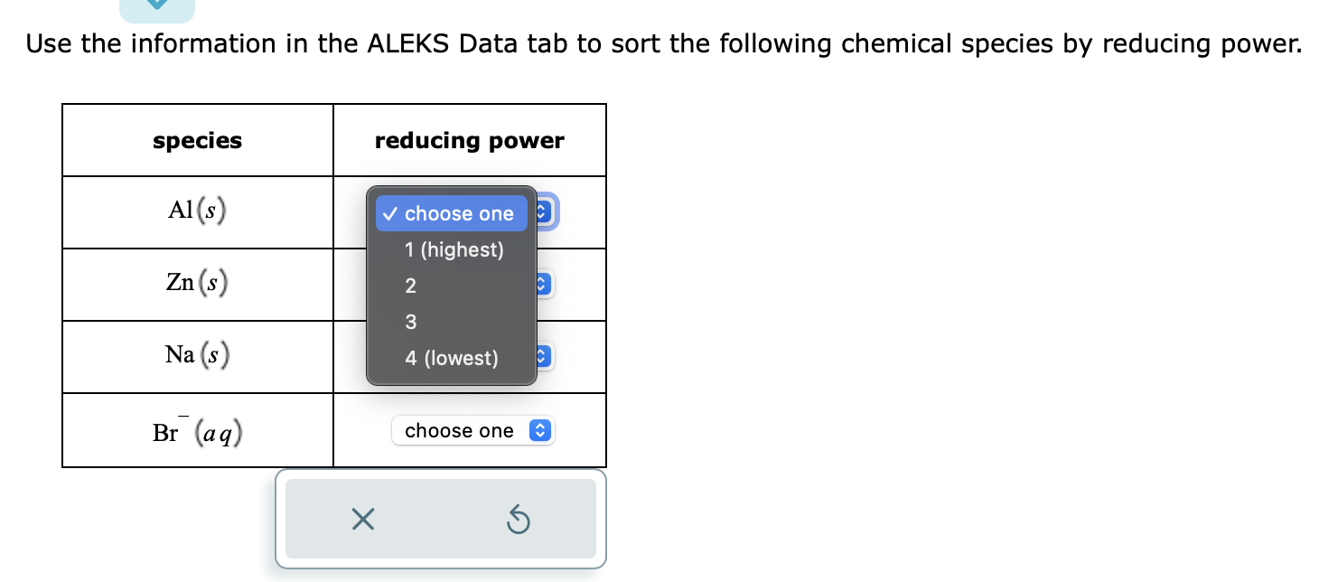 Solved Use the information in the ALEKS Data tab to sort the | Chegg.com