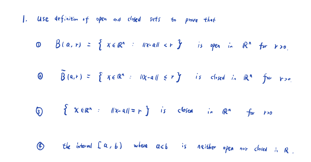 Solved 1 use definition of open and closed Sets to prove | Chegg.com