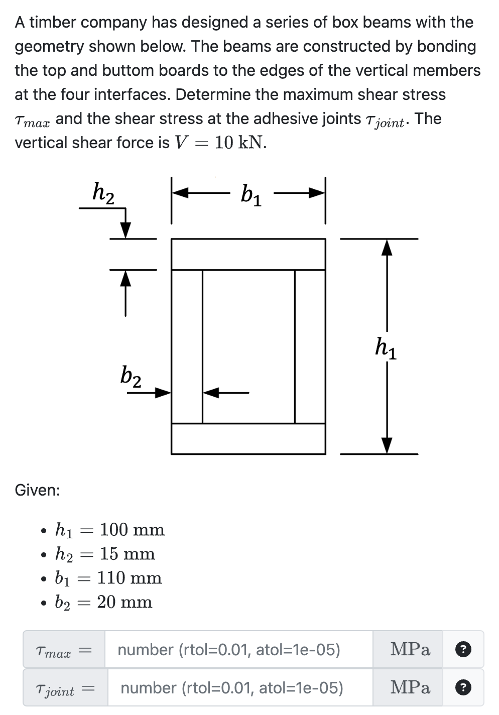 Solved A timber company has designed a series of box beams | Chegg.com