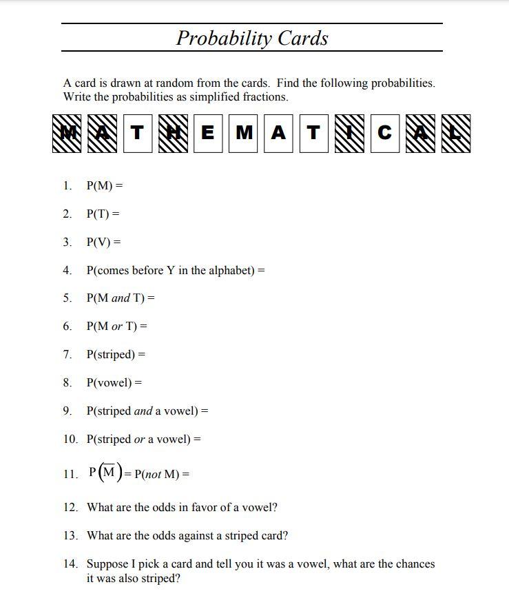 Solved Probability Cards A card is drawn at random from the | Chegg.com