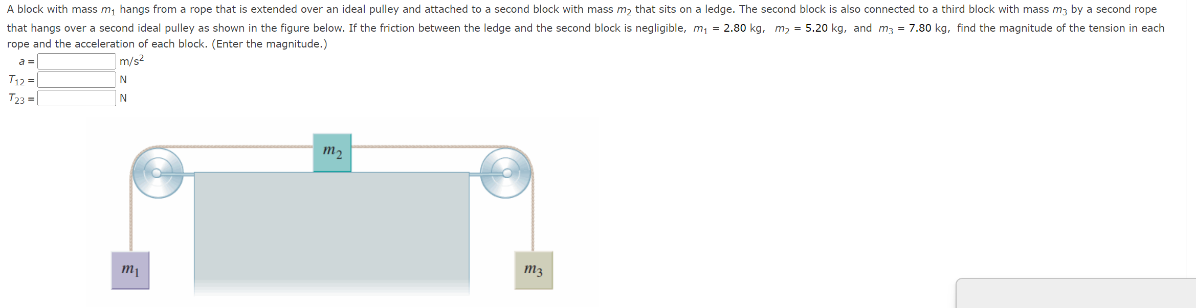 Solved rope and the acceleration of each block. (Enter the | Chegg.com