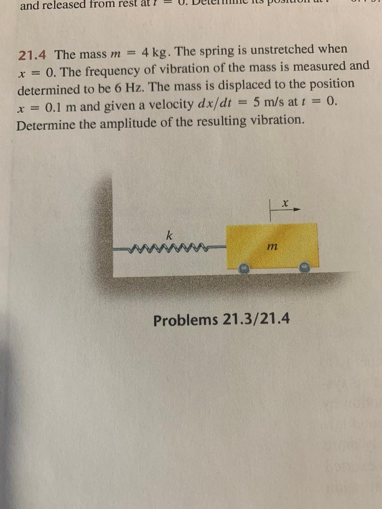 Solved and released from rest at / 21.4 The mass m = 4 kg. | Chegg.com