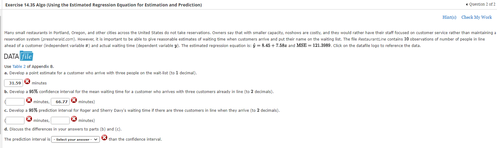 Solved Exercise 14.35 Algo (Using the Estimated Regression | Chegg.com
