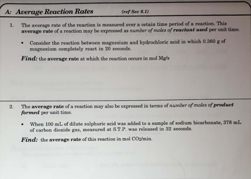 Solved A: Average Reaction Rates (ref Sec 6.1) 1. The | Chegg.com