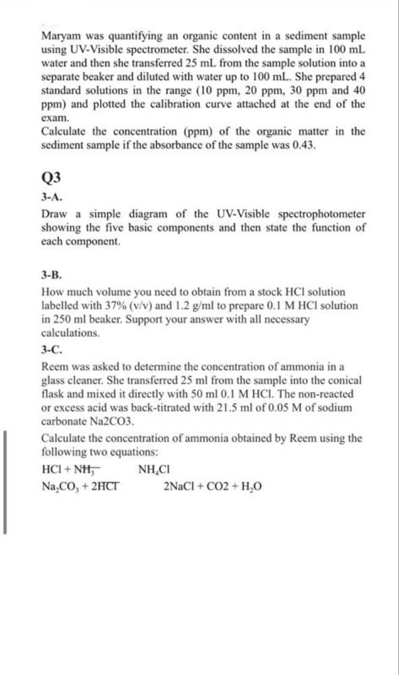 Solved Maryam was quantifying an organic content in a | Chegg.com