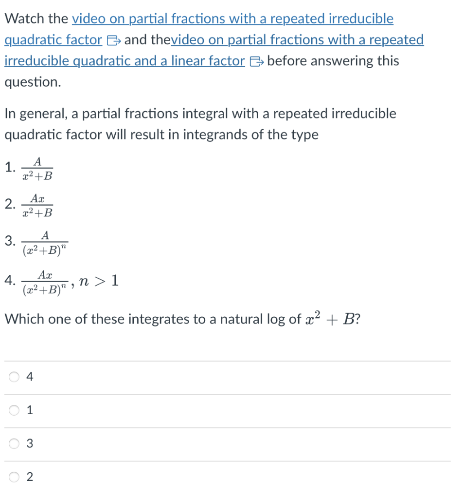 Solved Watch the video on partial fractions with a repeated | Chegg.com