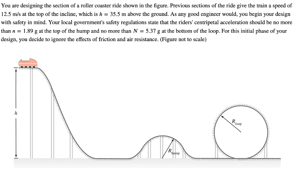 Solved You are designing the section of a roller coaster | Chegg.com
