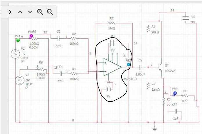 Solved Using Multisim live convert this circuit of an audio | Chegg.com