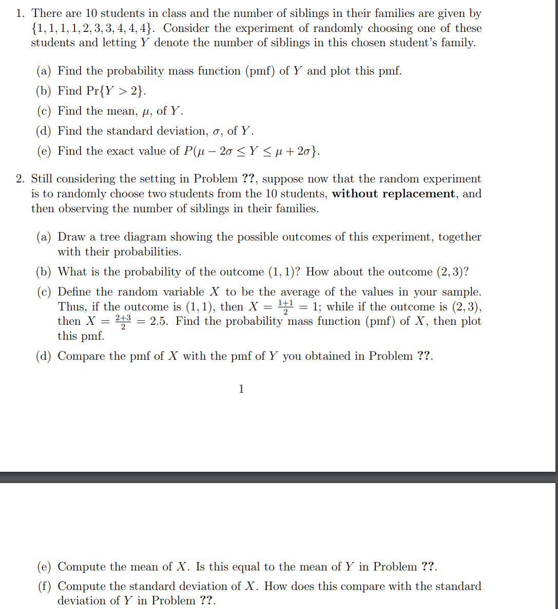 Solved 1. There are 10 students in class and the number of | Chegg.com