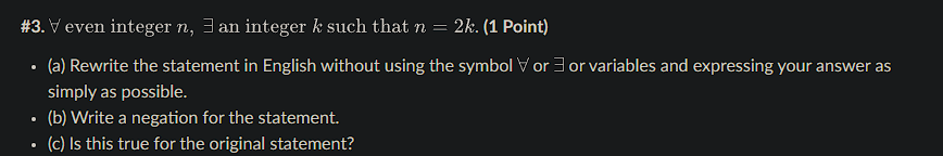 Solved 3 ∀ Even Integer N∃ An Integer K Such That N2k 