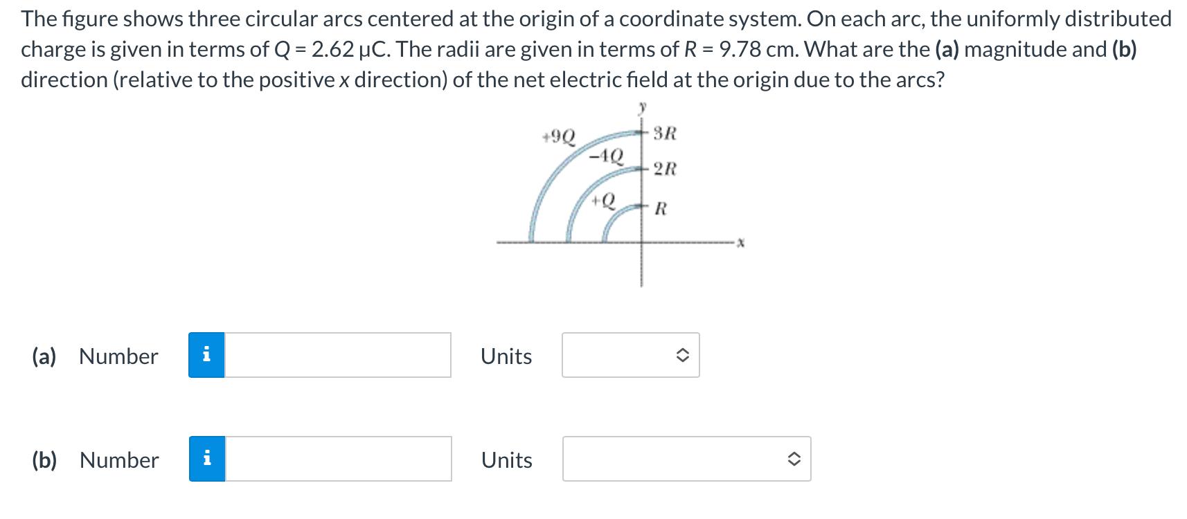 Solved The figure shows three circular arcs centered at the | Chegg.com
