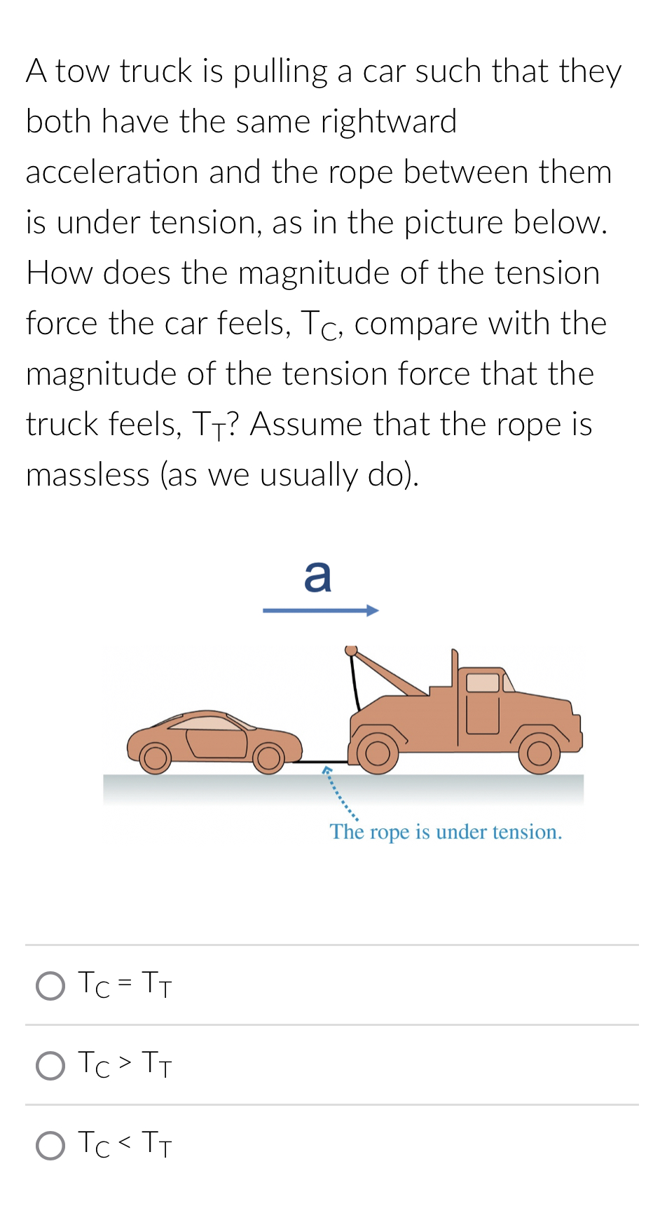 Solved A tow truck is pulling a car such that they both have | Chegg.com