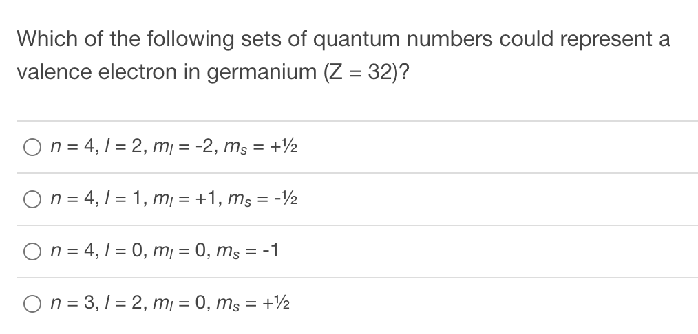 Solved Which of the following sets of quantum numbers could | Chegg.com