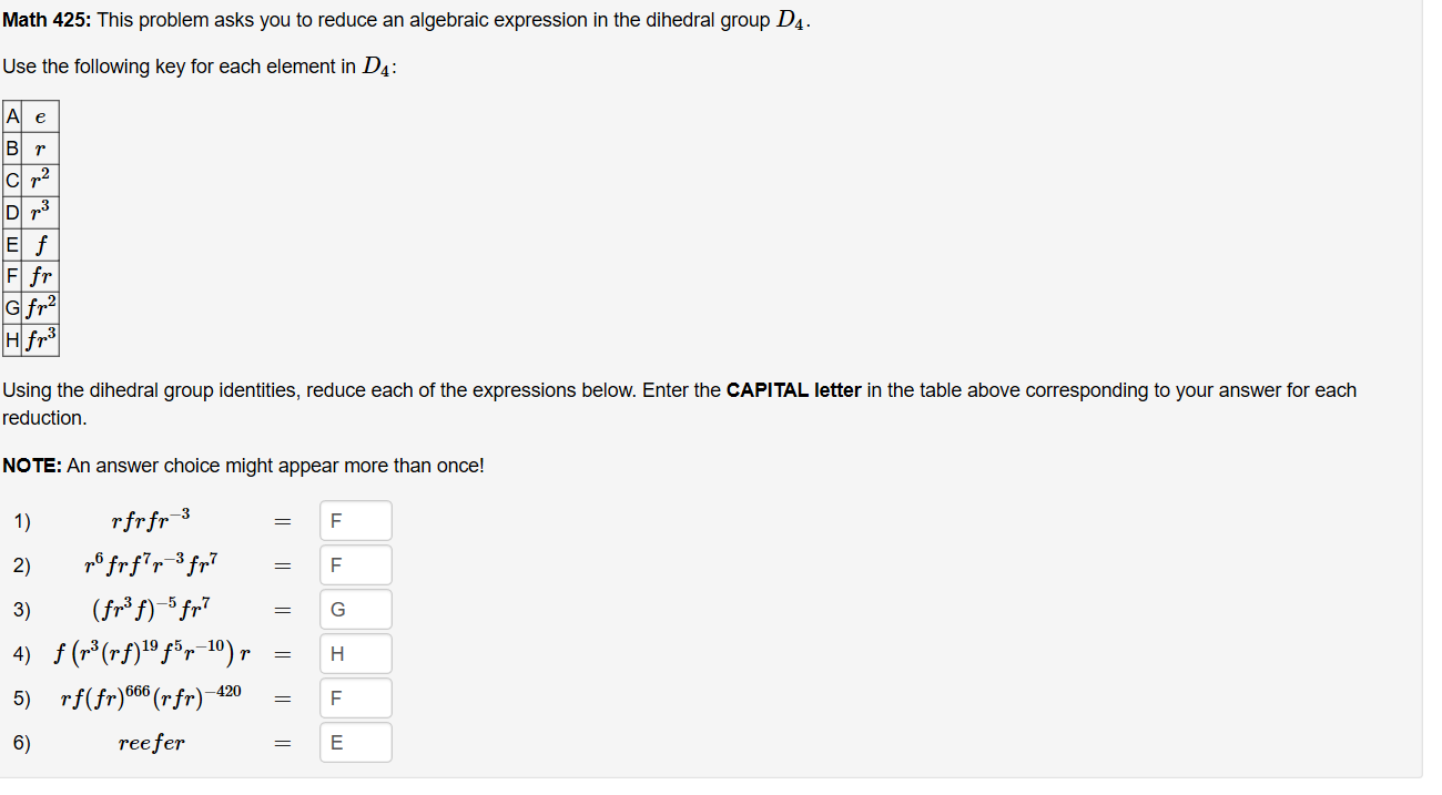 Solved Math 425: This problem asks you to reduce an | Chegg.com
