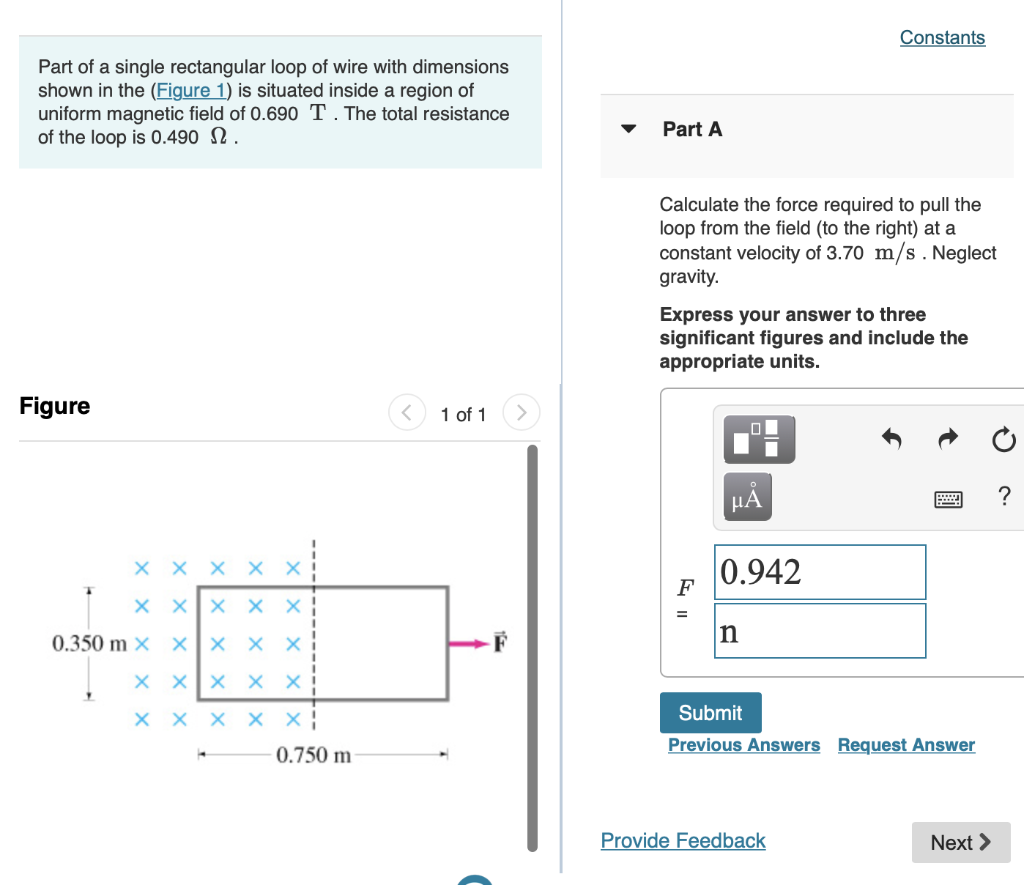 Solved Constants Part of a single rectangular loop of wire | Chegg.com