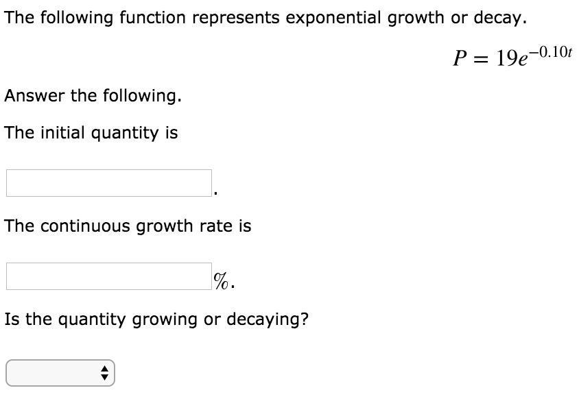Solved The following function represents exponential growth | Chegg.com