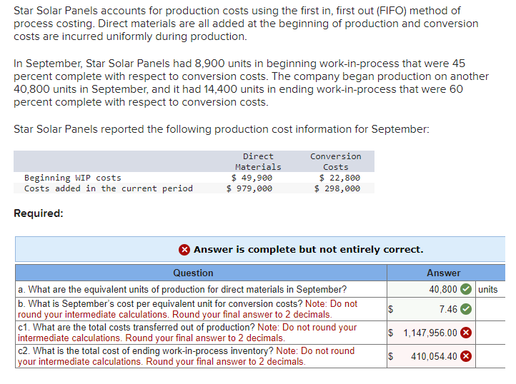 Solved Star Solar Panels accounts for production costs using | Chegg.com