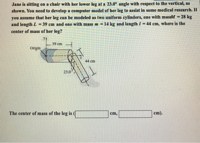 Solved Jane is sitting on a chair with her lower leg at a | Chegg.com